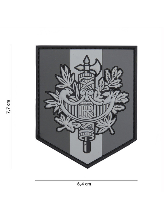 PATCH 3D PVC FRENCH SHIELD / REPUBLIQUE FRANCAISE GRIS/NOIR